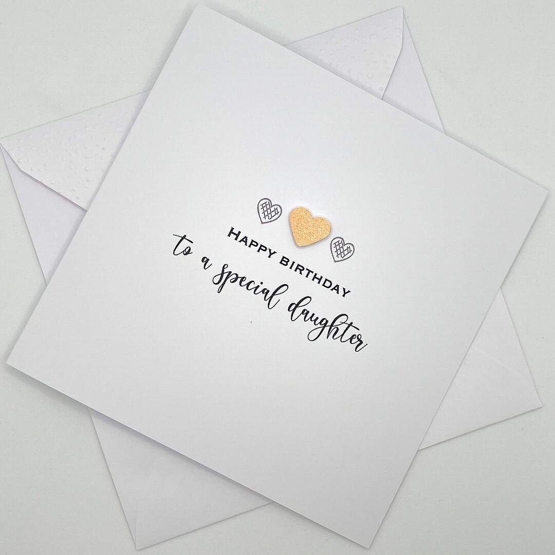 Handmade Daughter Birthday Card. Die-cut Heart Design, Custom Colours ...