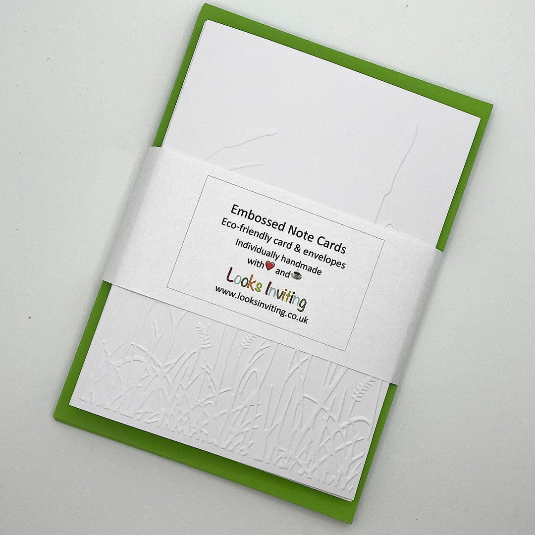Grass Cards. 6 Embossed Blank Notecards and Envelopes. Stationery Gift ...