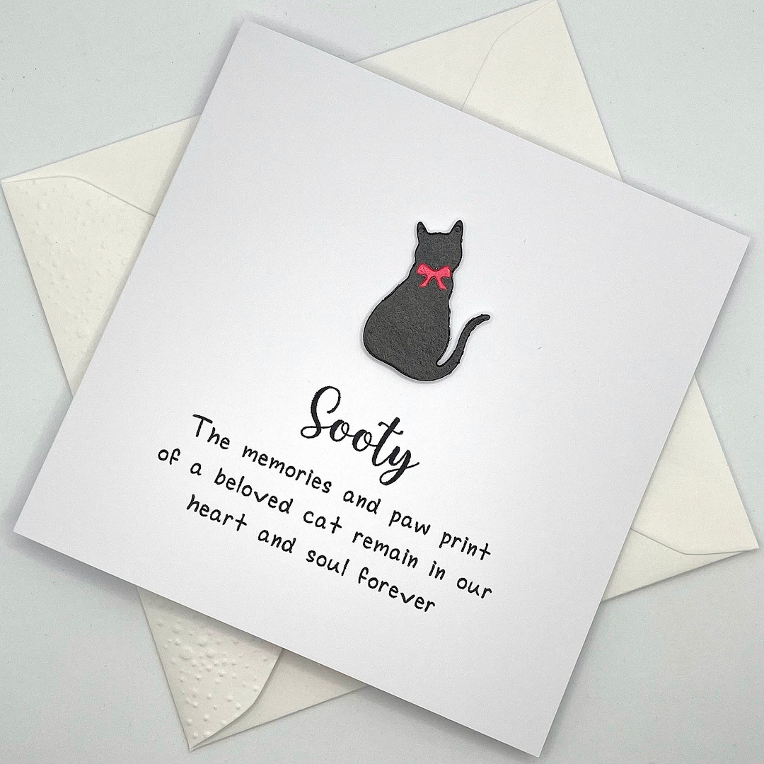 Personalised Cat Sympathy Card. Cat Bereavement Card. Cat Loss Card ...