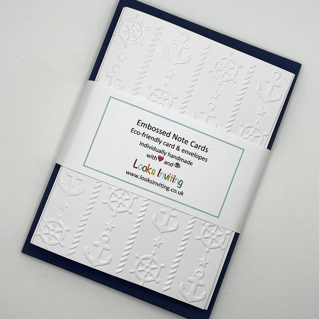 Nautical Note Cards. 6 Embossed Blank Notecards and Envelopes ...