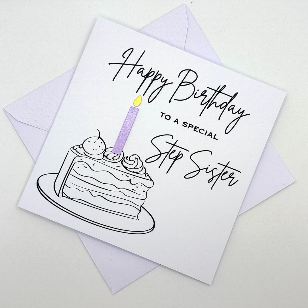 STEP SISTER Birthday Card With Birthday Cake & Candle (you Choose the ...