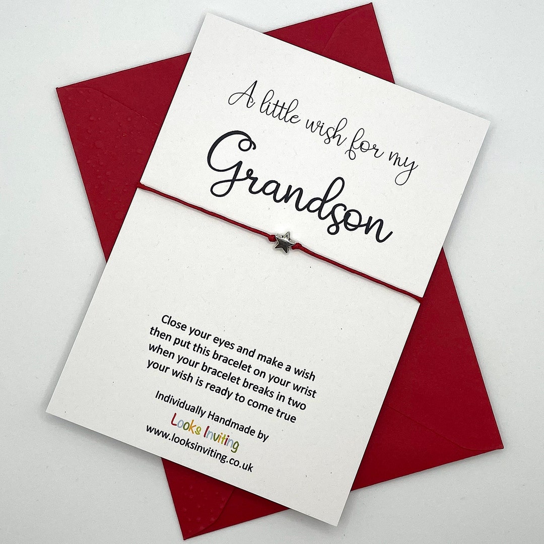 Grandson Wish Bracelet, Grandson Charm Bracelet, Grandson Birthday Card ...