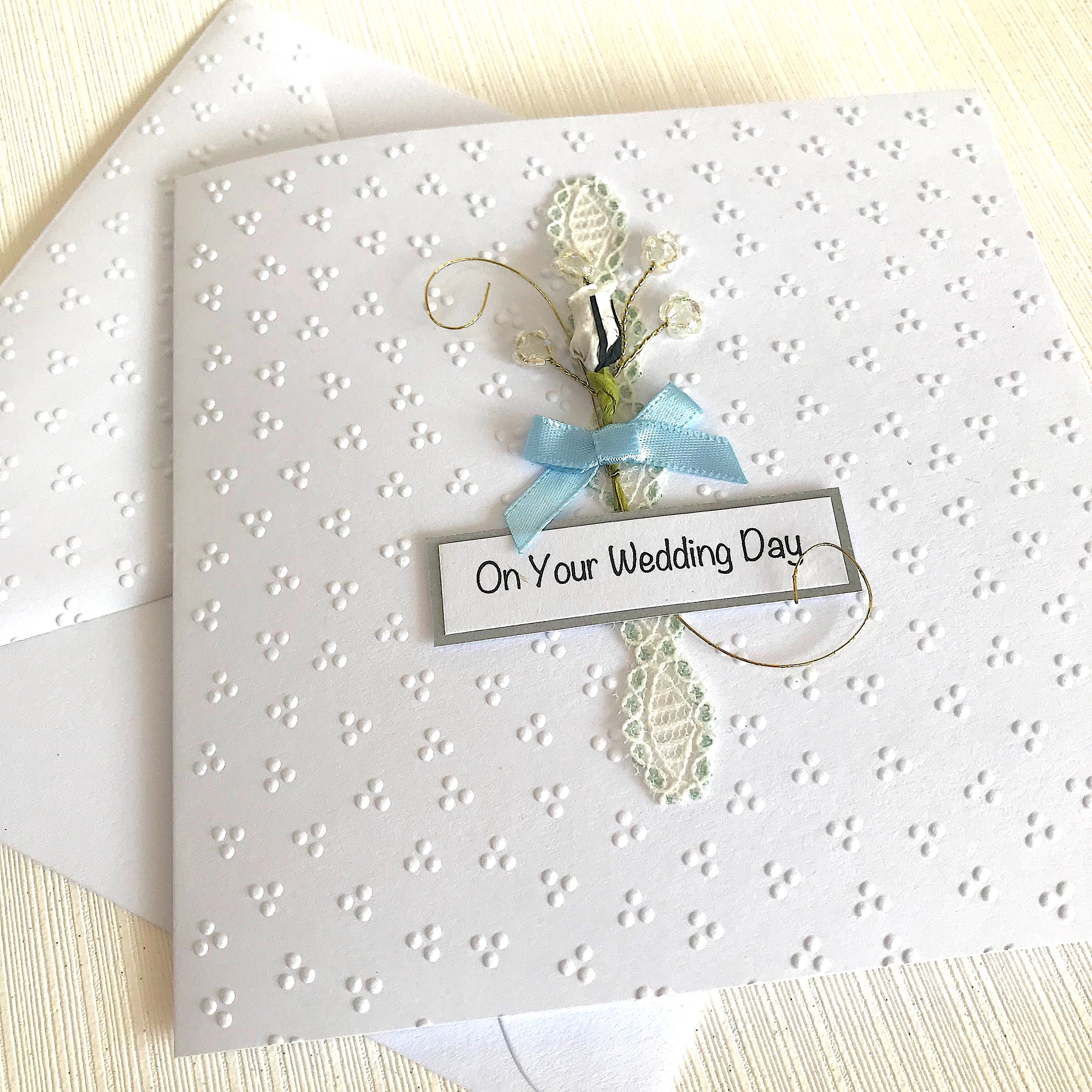 Personalised Wedding Day Card With Rose. Choose your colour of | Etsy