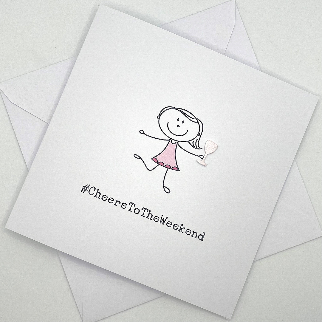 Cheers to the Weekend Greeting Card. Modern Minimalist Cards With Stick ...