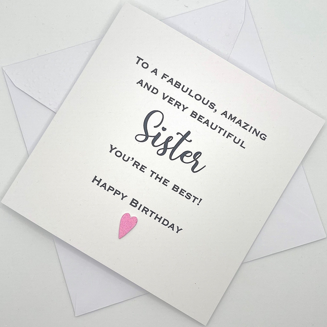 Personalised Sister Birthday Card. Modern Minimalist Cards With Heart ...