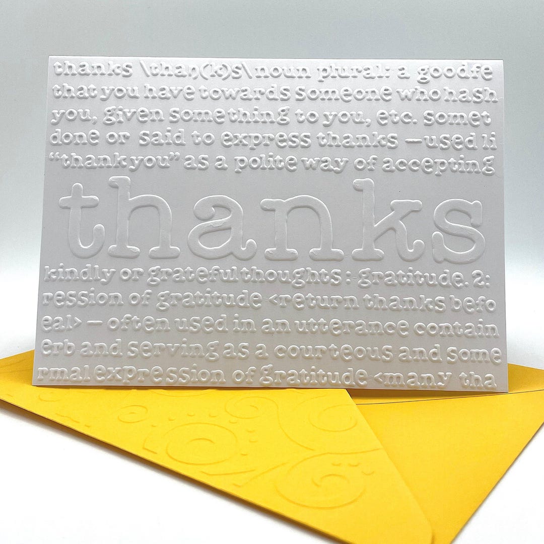 Thank You Definition. Minimalist Blank Notecards Set. Embossed Cards ...