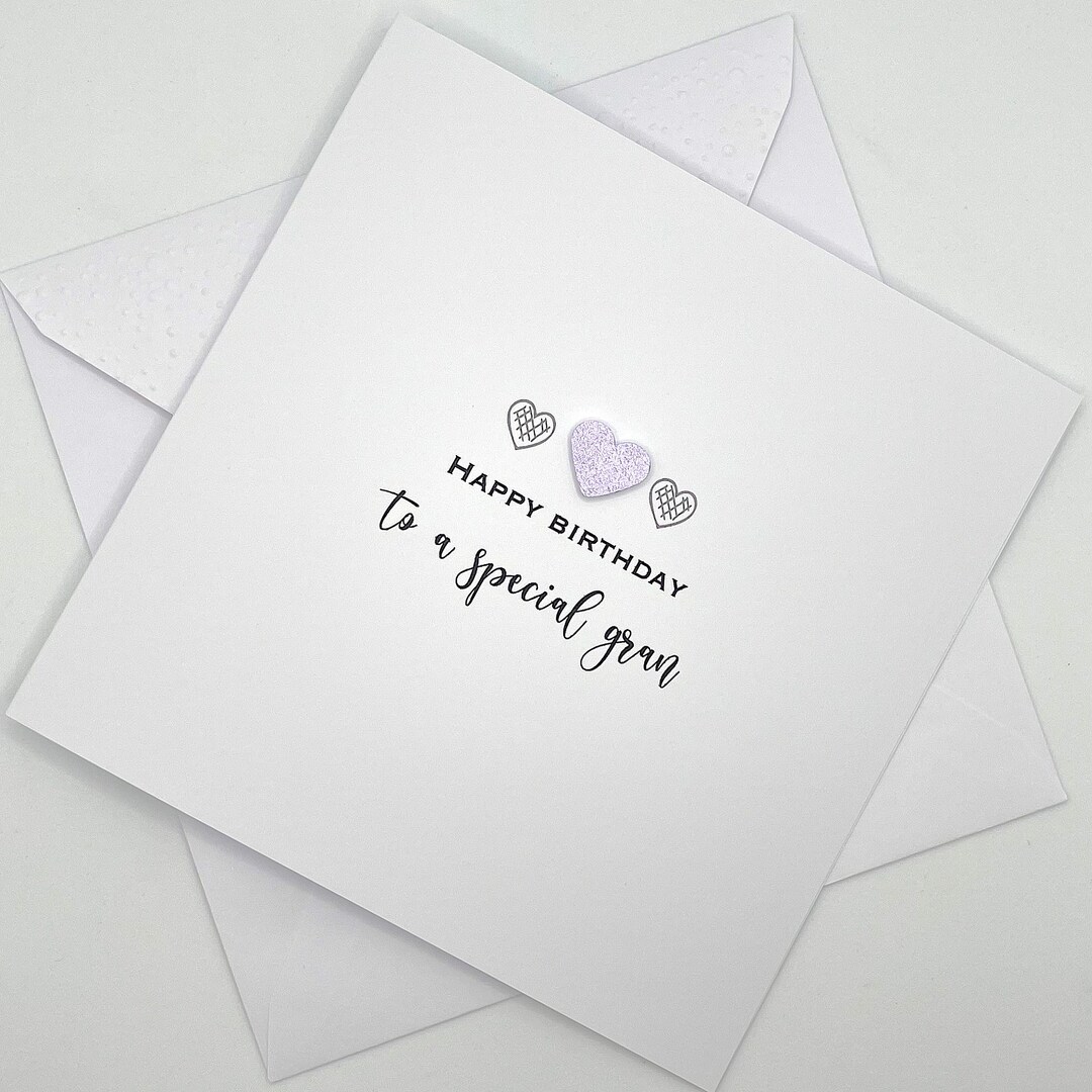 Handmade Gran Birthday Card. Modern Minimalist Cards With Heart in ...