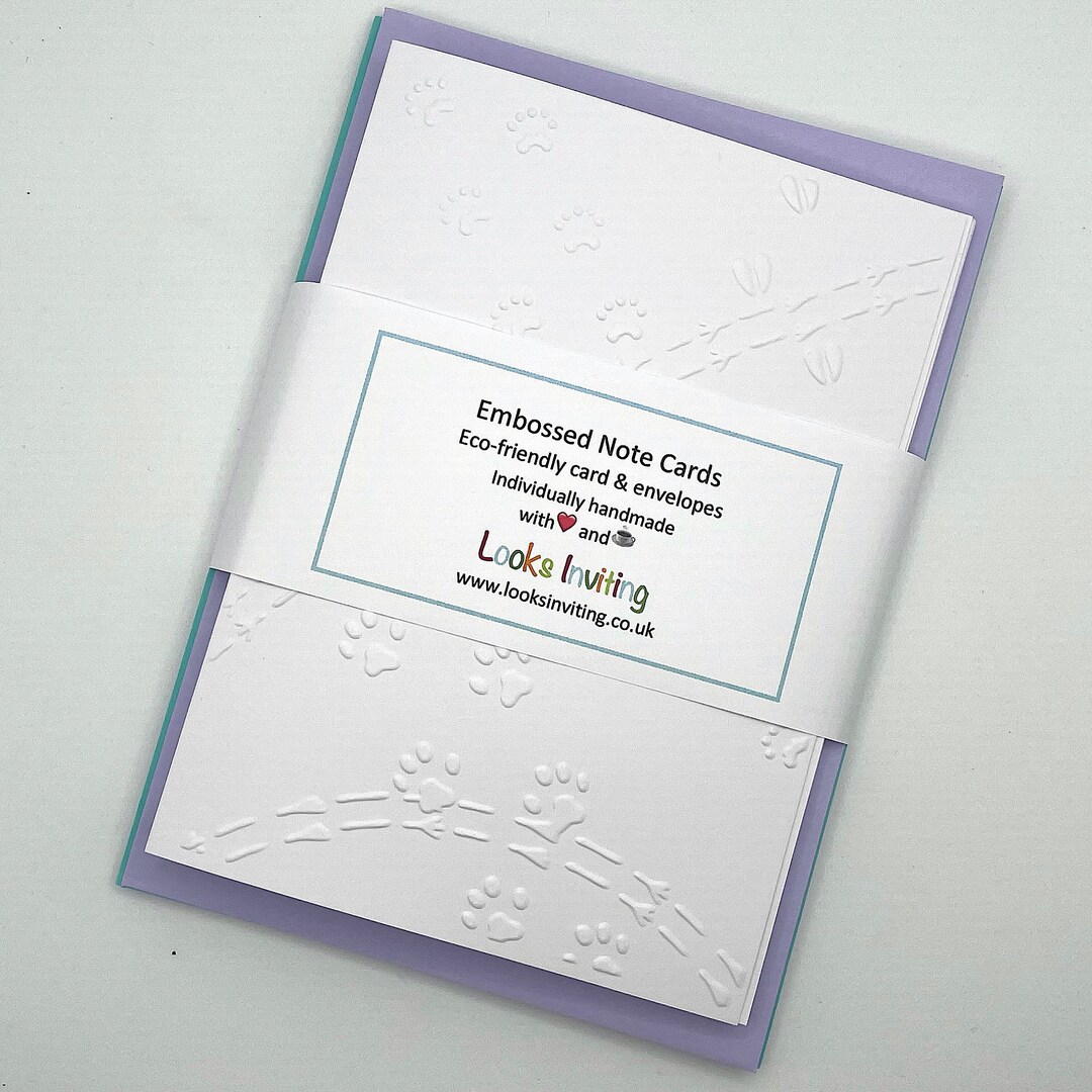 Animal Footprint Cards. 6 Embossed Blank Notecards and Envelopes ...