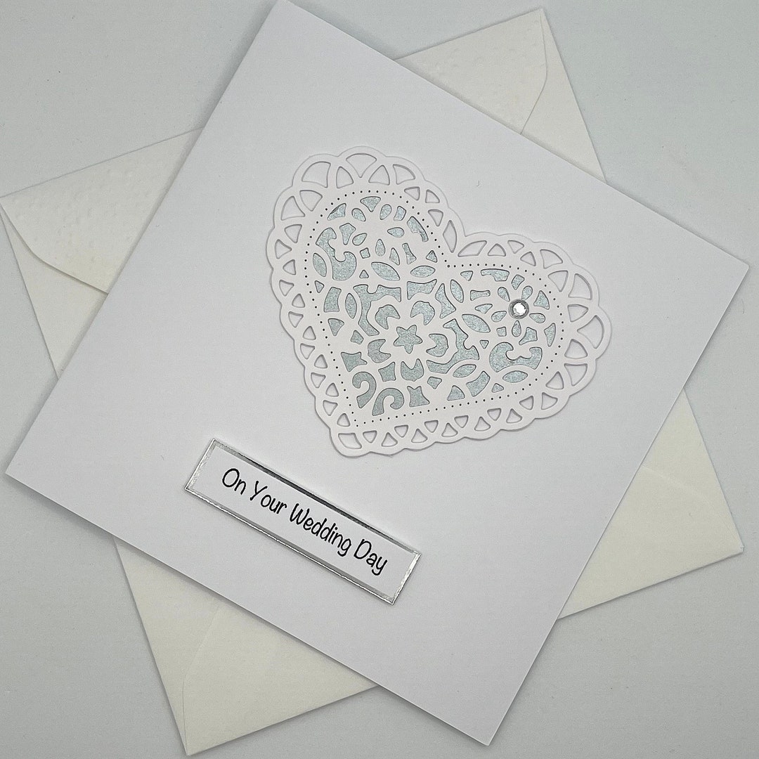Personalised Wedding Day Card With Delicate Heart. Choose Your Colour ...