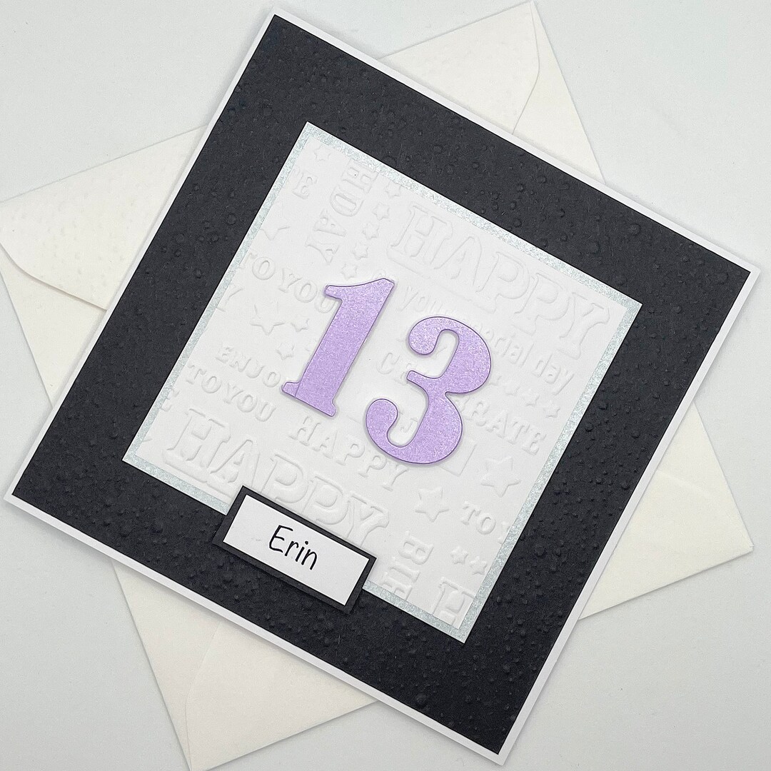 Personalised 13th Birthday Card. Handmade Birthday Card for a Girl, Boy ...