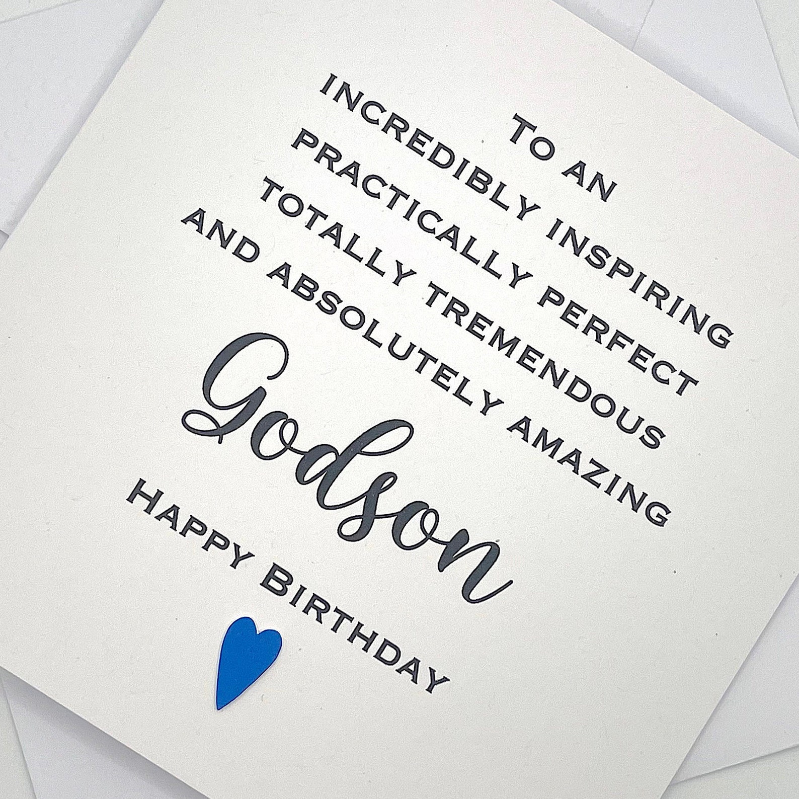 Personalised Godson Birthday Card. Modern Minimalist Cards With Heart ...