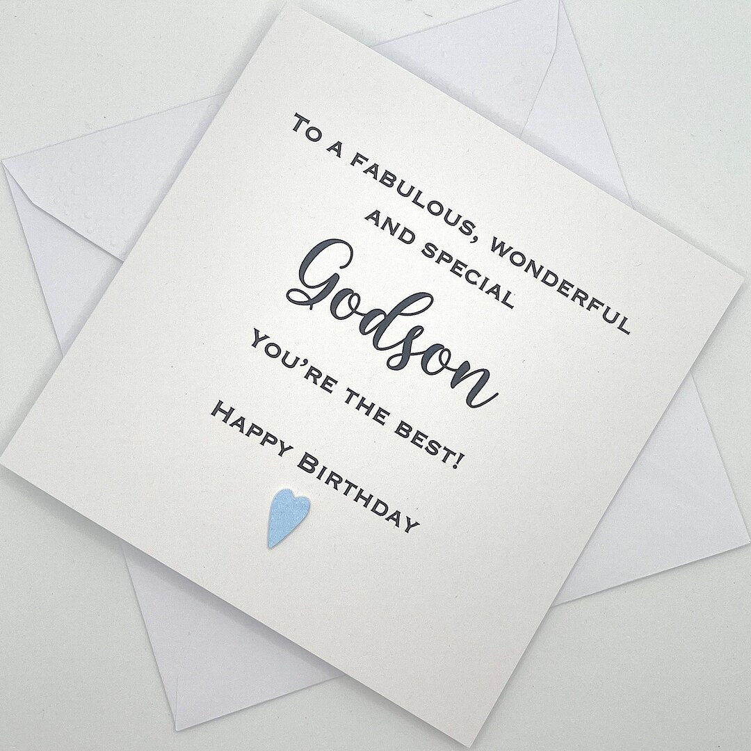 Personalised Godson Birthday Card. Modern Minimalist Cards With Heart ...