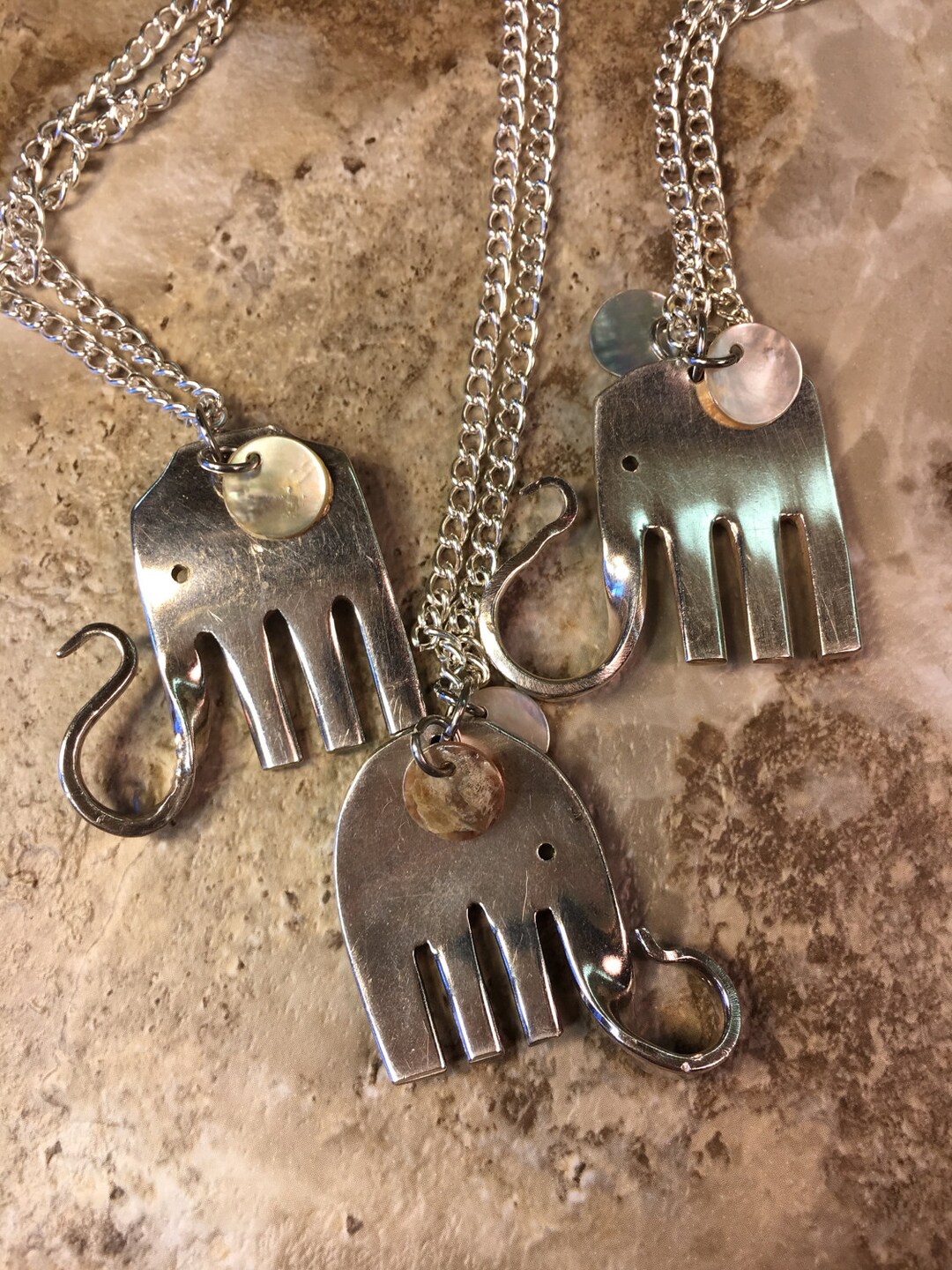 Elephant Fork Necklace With Shell ears - Etsy