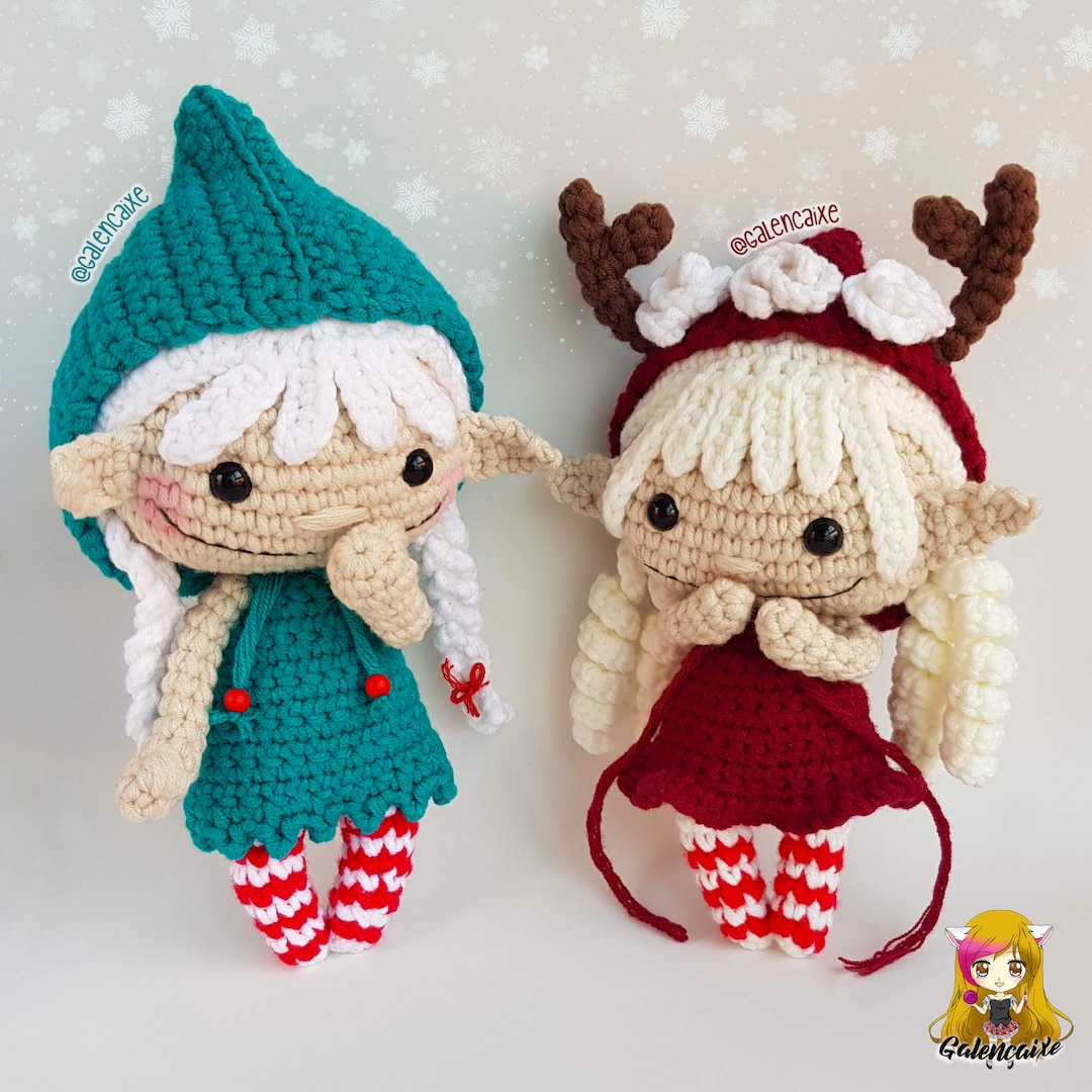 Bundle Crochet Elf Amigurumi PATTERN Mini Elf Christmas Ornament ...
