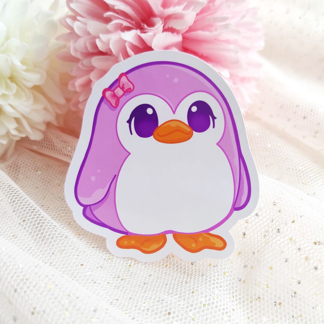 Sticker Pingu Sticker Vinyl Sticker Penguin Purple - Kawaii - Etsy