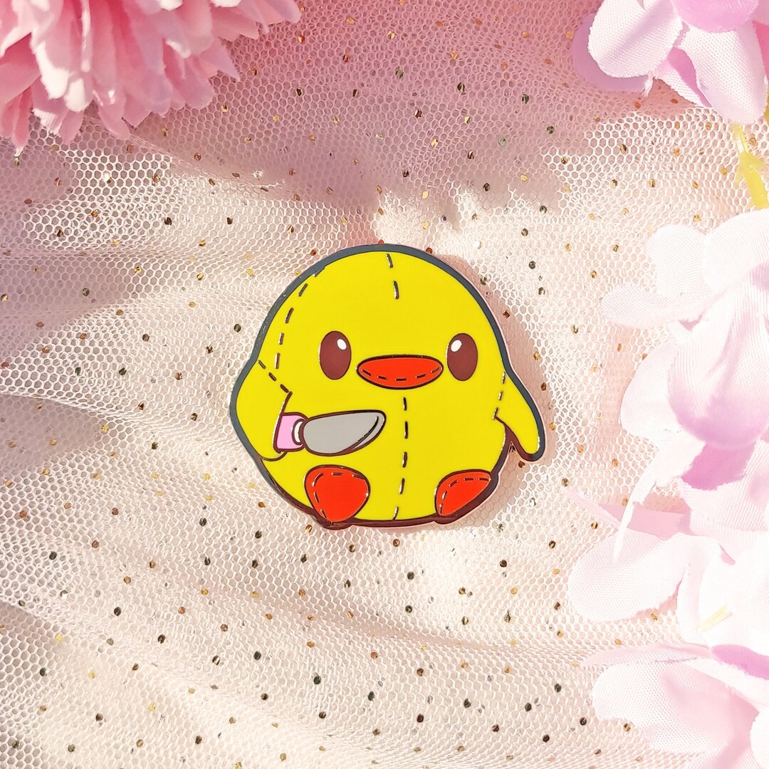 Pin Duckling / Chick With Knife Badge 40mm 1.5" Pins Kawaii Anime Merch ...