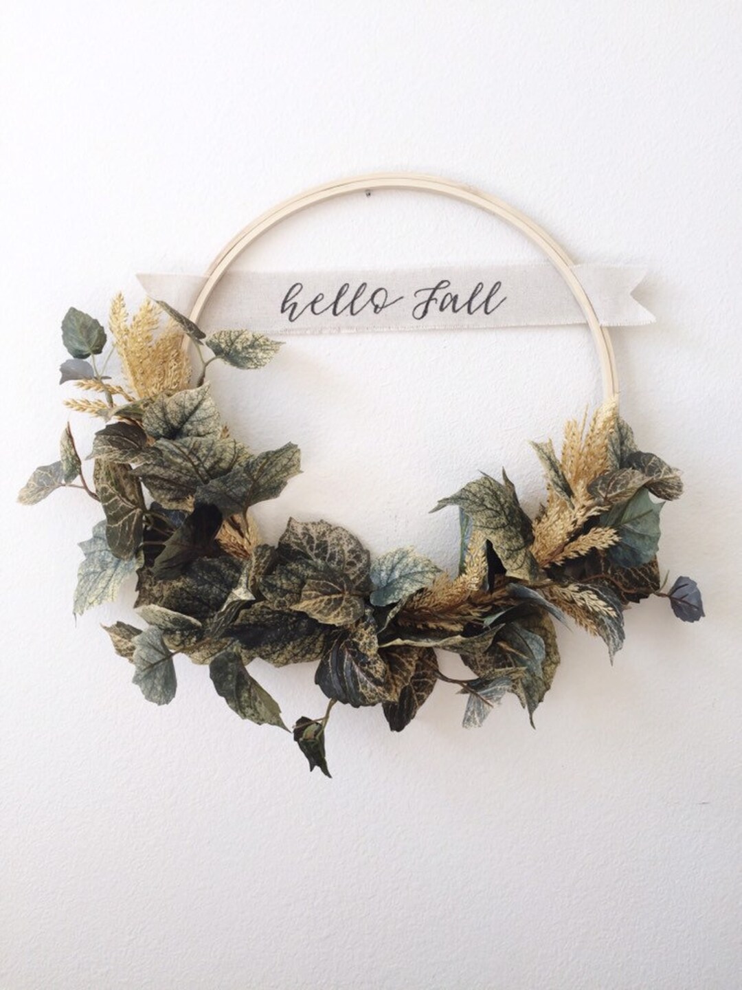 Hello Fall Embroidery Wreath Door Wreath Modern Wreath - Etsy