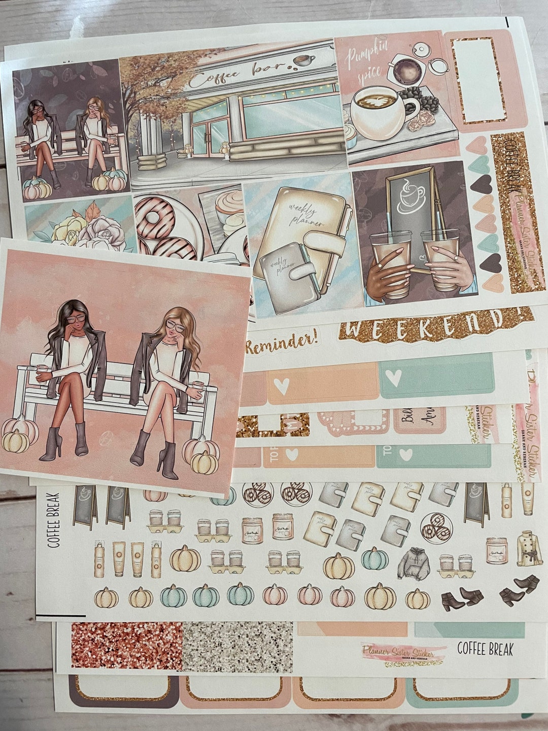 Matte! Coffee Break, Weekly, Inspired, Themed, Planners Stickers Sets ...