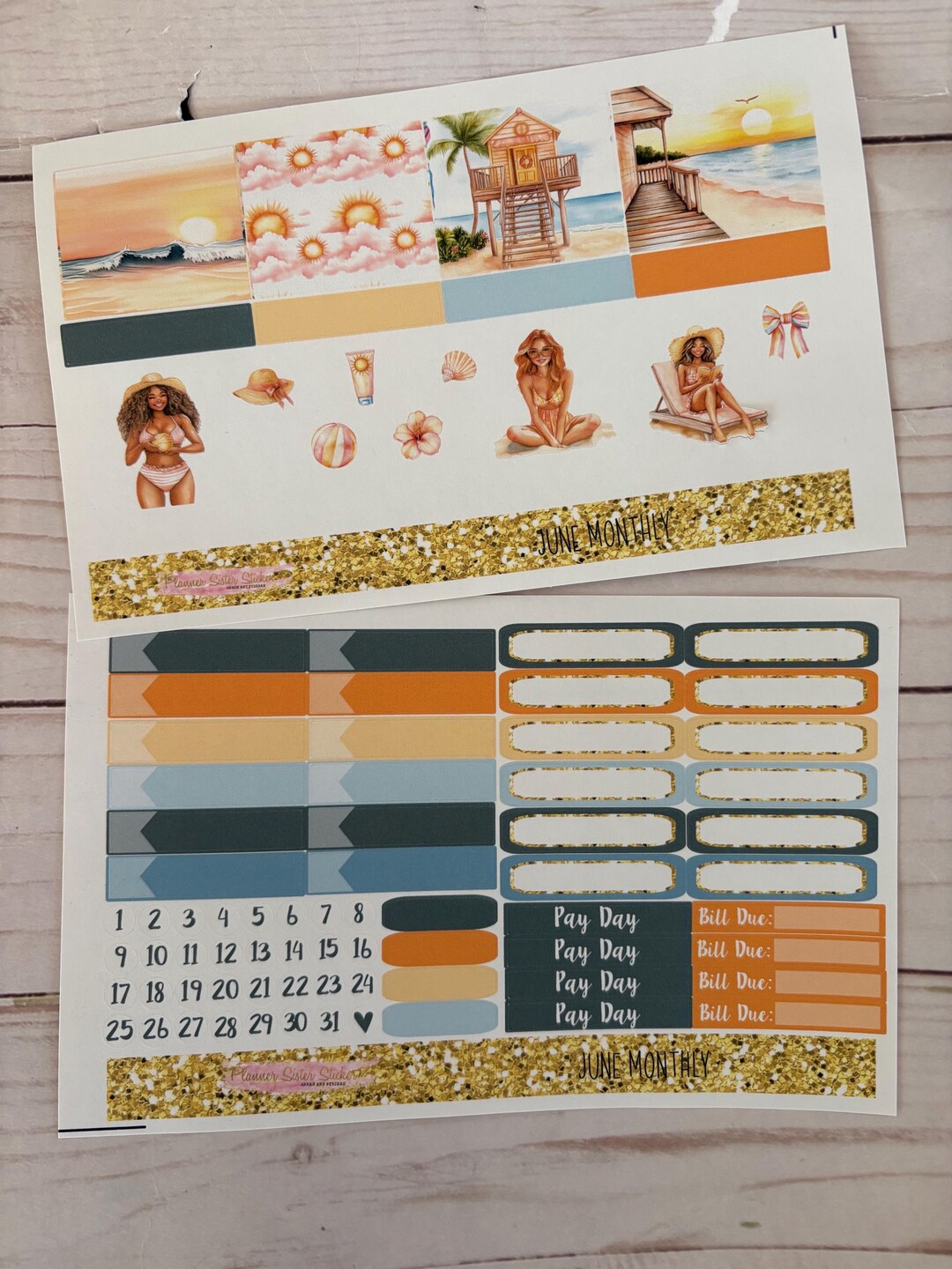 June, Monthly Stickers, Headers, Erin Condren, Kikki K, ECLP, PPP ...