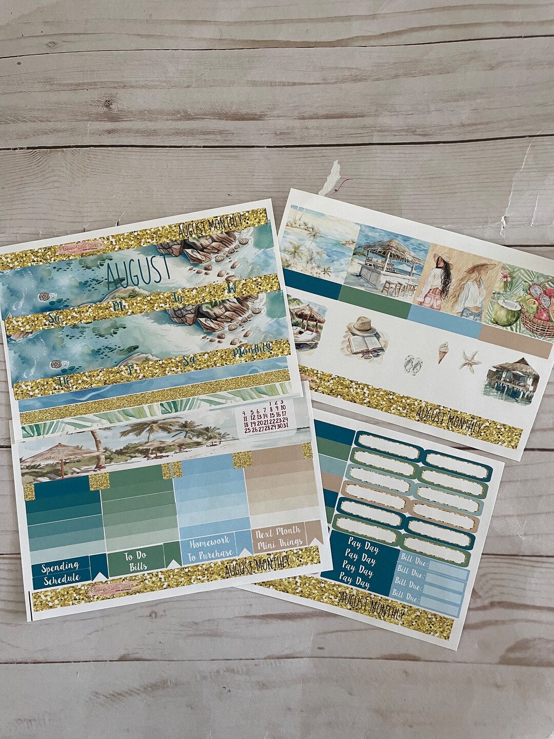 August, Monthly Stickers, Headers, Erin Condren, Kikki K, ECLP, PPP ...