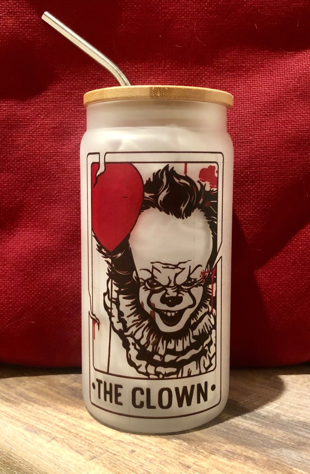 Pennywise Frosted Glass Tumbler With Multi-functional Lid and Straw - Etsy
