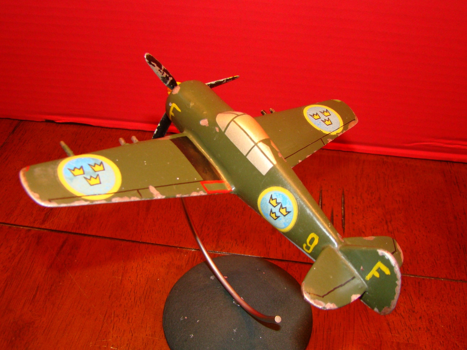 Vintage FFVS J22 WW2 Metal Desktop Display Model Swedish Air Force 1940 ...