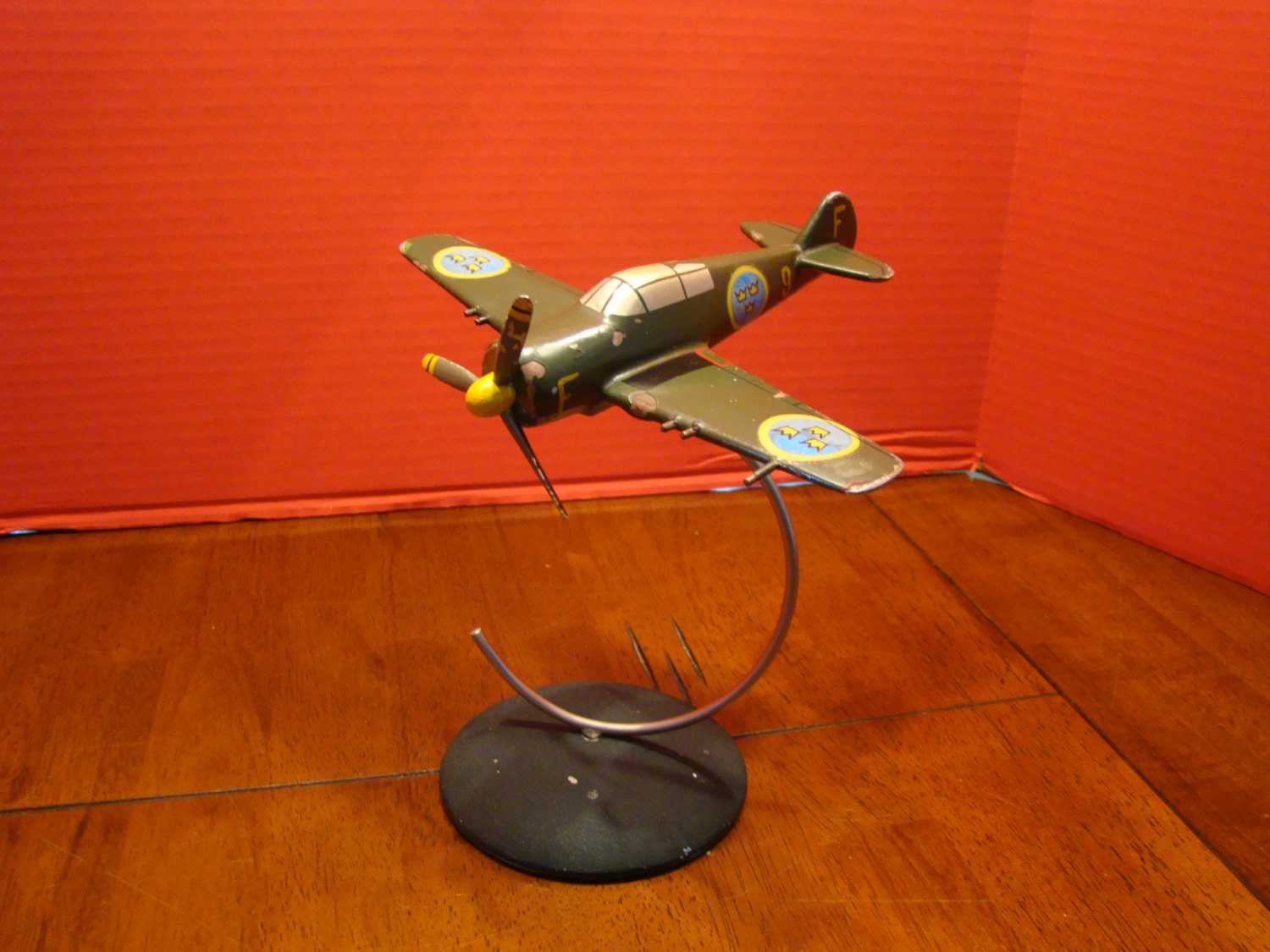 Vintage FFVS J22 WW2 Metal Desktop Display Model Swedish Air Force 1940 ...