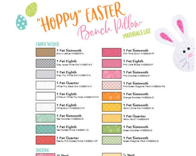 Hoppy Easter Bench Pillow Fabric Kit - Kimberbell Designs - Pick Your ...