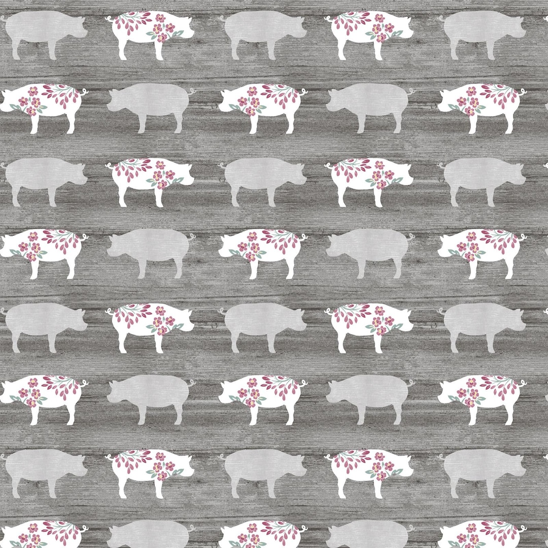 Pretty Pigs - Chalk Barn by Shannon Roberts for Benartex - 16322-15 ...