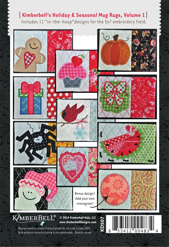 Mug Rugs Vol 1 for Machine Embroidery by Kimberbell Design - Etsy UK