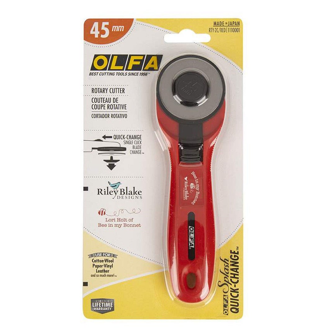 Olfa 45mm Splash Quick-change Rotary Cutter in Lori Holt Red - Riley ...