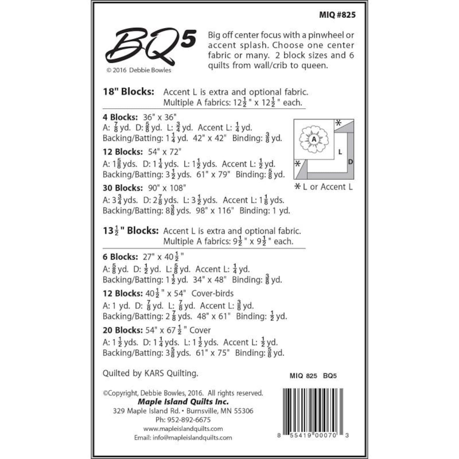 BQ 5 Encore Quilt Pattern by Debbie Bowles for Maple Island Quilts ...