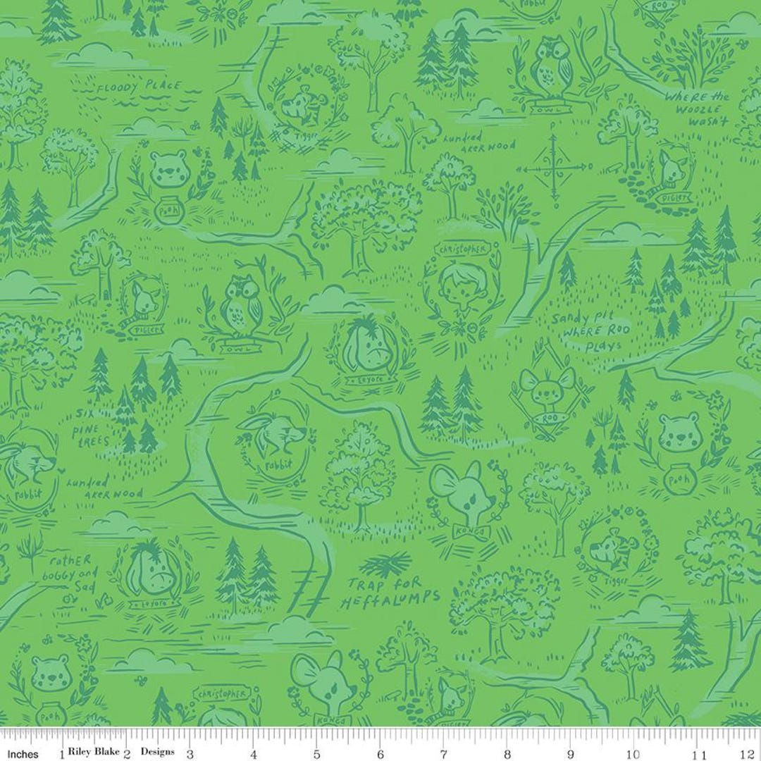 100 Aker Woods Map Green - 100 Aker Woods Collection by Jill Howarth ...
