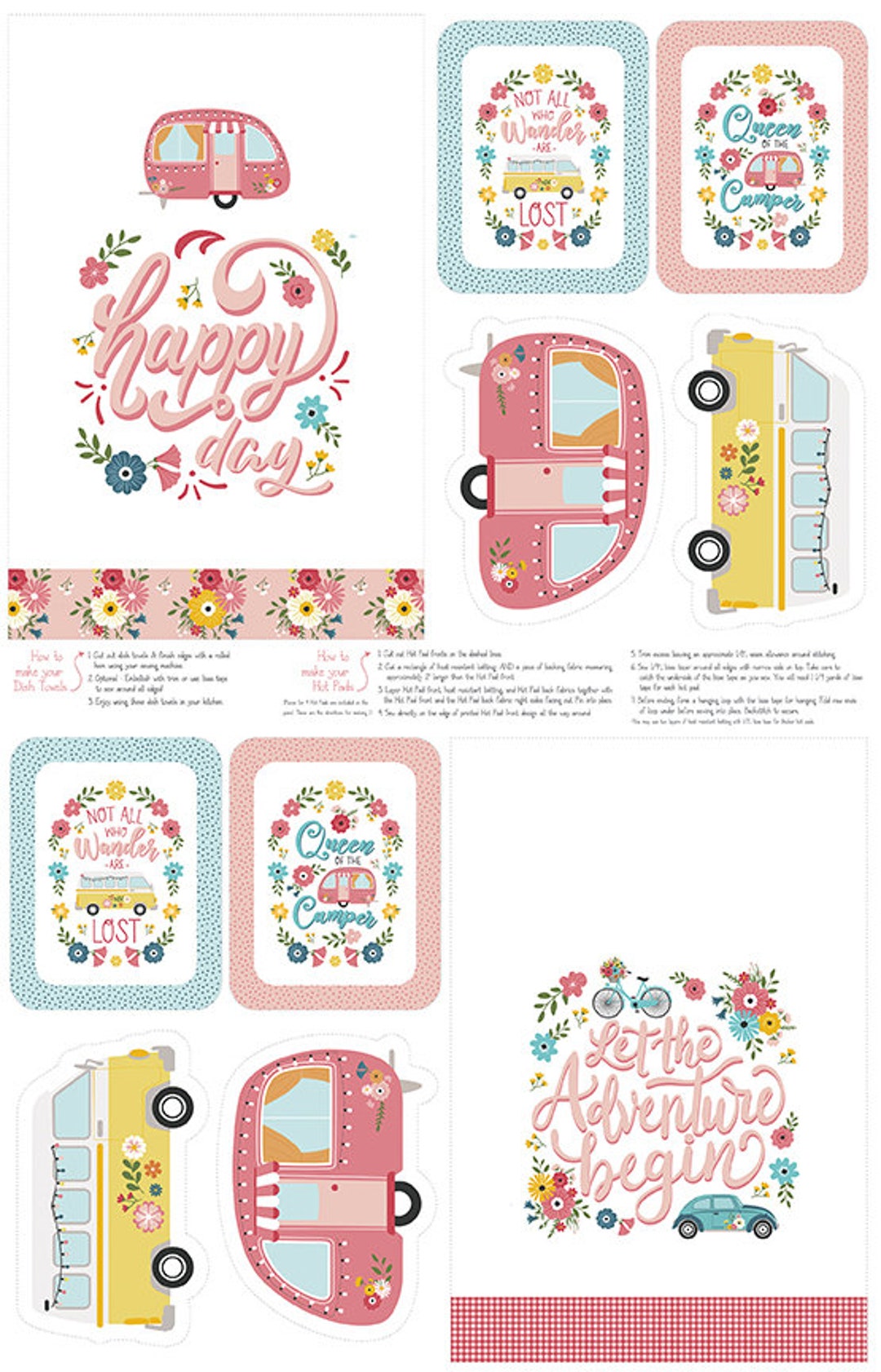 Gone Glamping Home Décor Tea Towel and Hot Pad Panel by Lori Whitlock ...