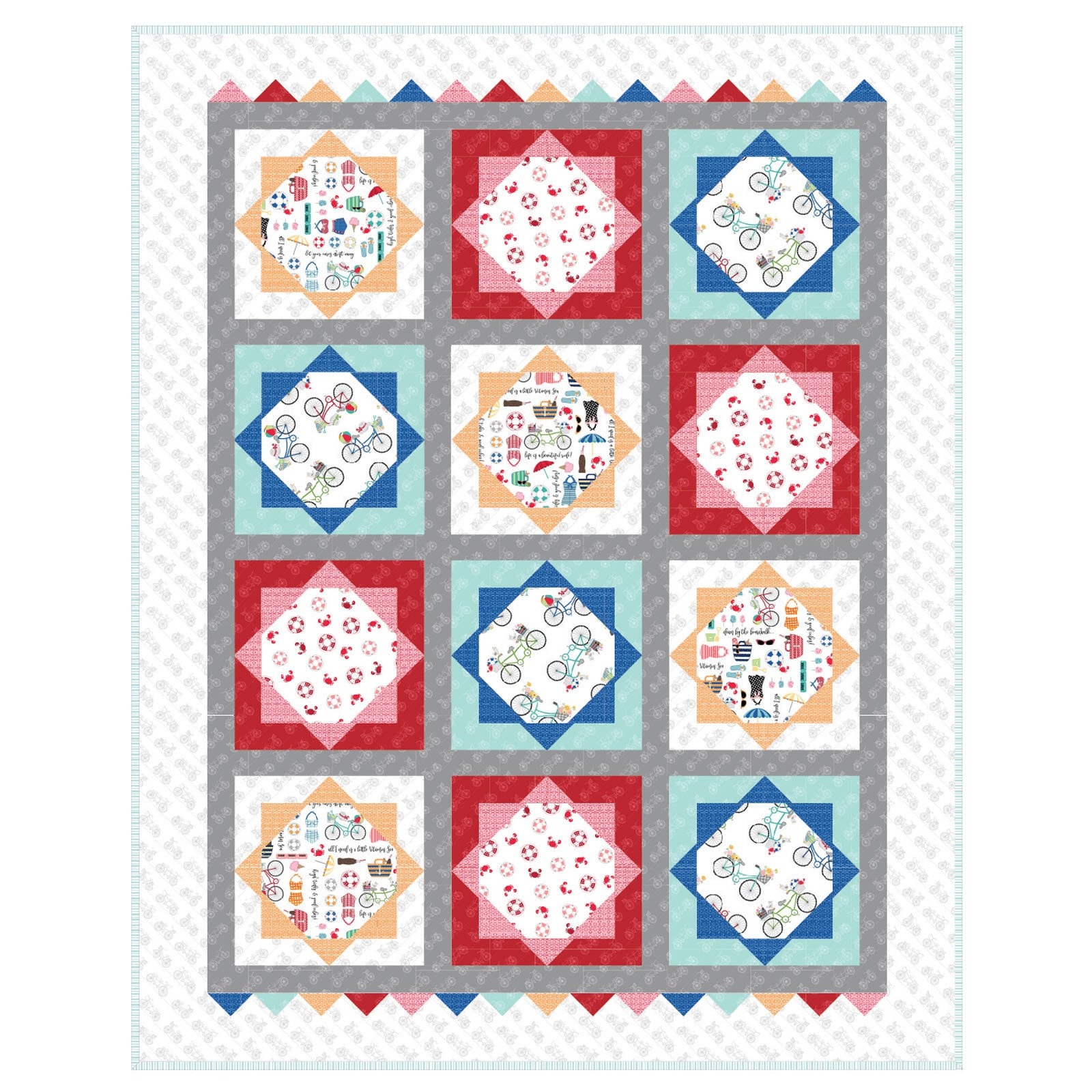 Beach Blanket Quilt Kit and Pattern by Maywood Studio Featuring Vintage ...