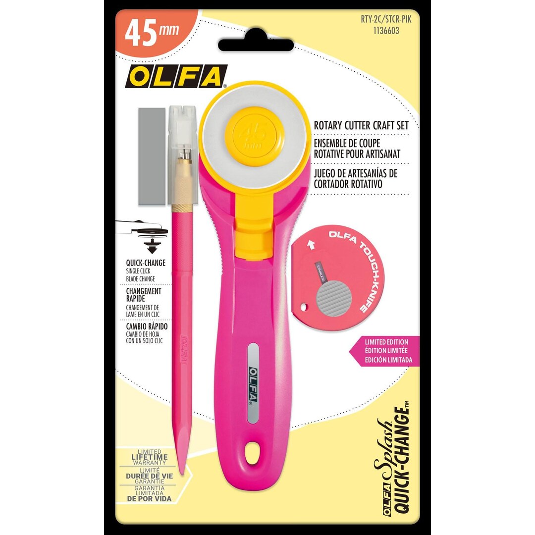 Olfa 45mm Rotary Cutter Craft Set Limited Edition in Pink - RTY-2C/STCR ...