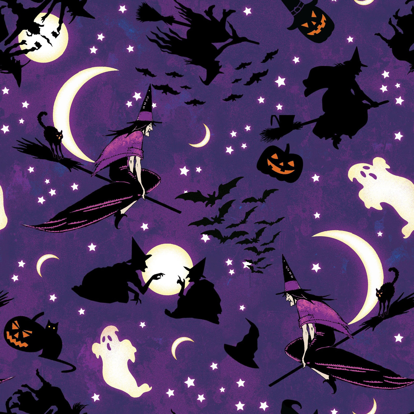 Witches - Bones and Bouquets by Kathleen Francour for Studio E - Purple ...