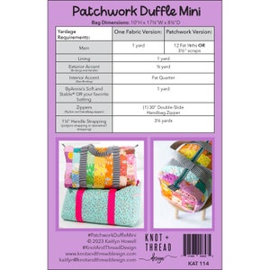 Patchwork Duffle Mini Bag Pattern by Kaitlyn Howell of Knot and Thread Design - KAT114 - Etsy