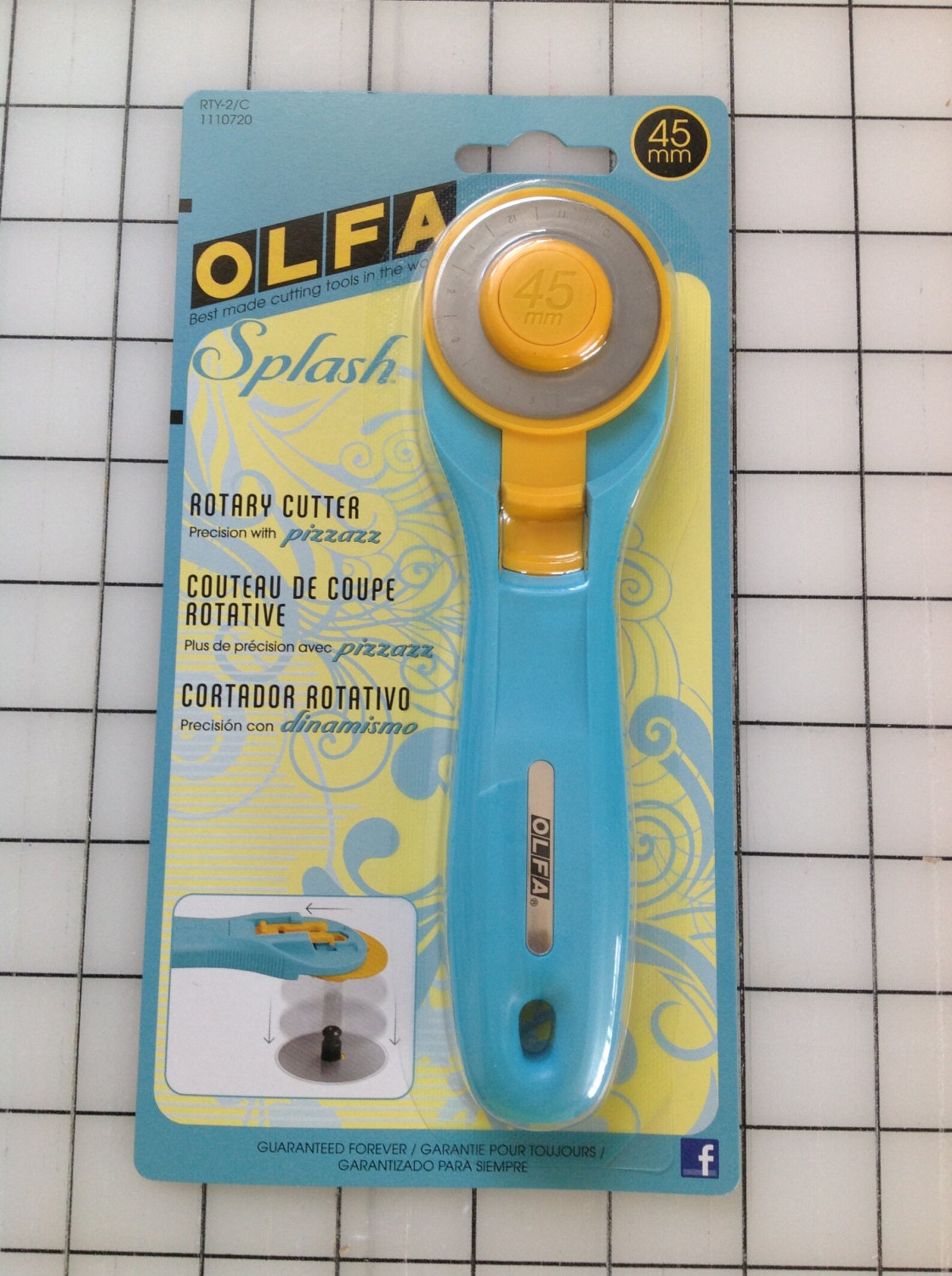 Olfa Splash 45mm Rotary Cutter in Aqua Blue and Yellow - RTY-2/C - Etsy