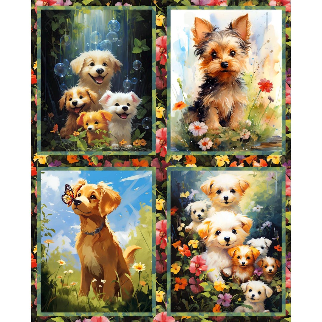 Fur-ever Friends 36in Panel - Fur-ever Friends Collection by Momart for ...