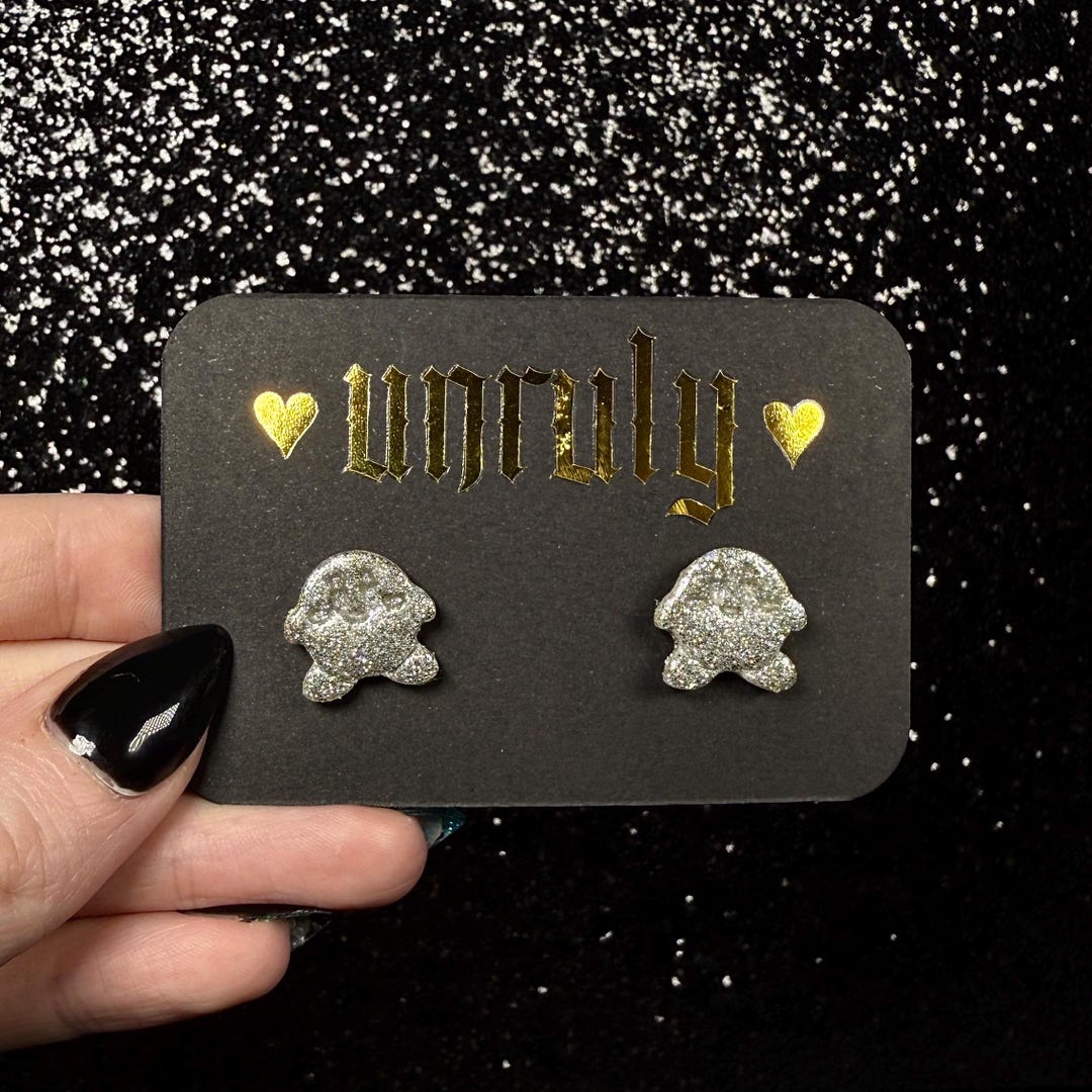 Silver Diamond Stud Pink Anime Character Earrings Polymer Clay Jewelry ...