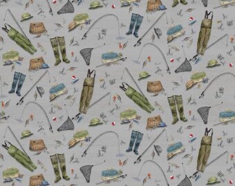 Woodland Camping Lake Fabric Lake Vacation Doodles by Rae Kaiser Summer ...