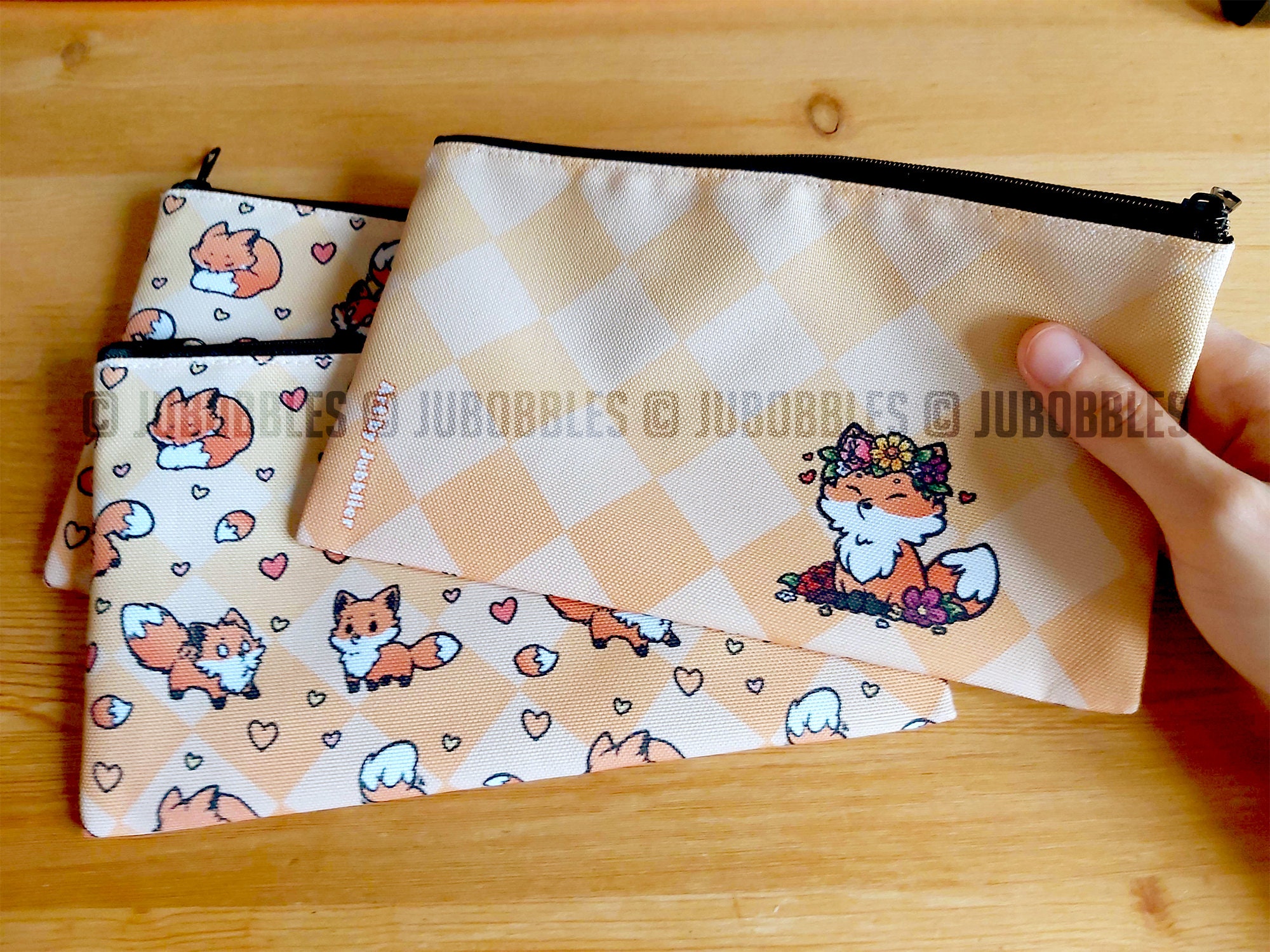 Red Fox Pencil Case Cute Fluffy Fun Gift Zipper Pouch - Etsy