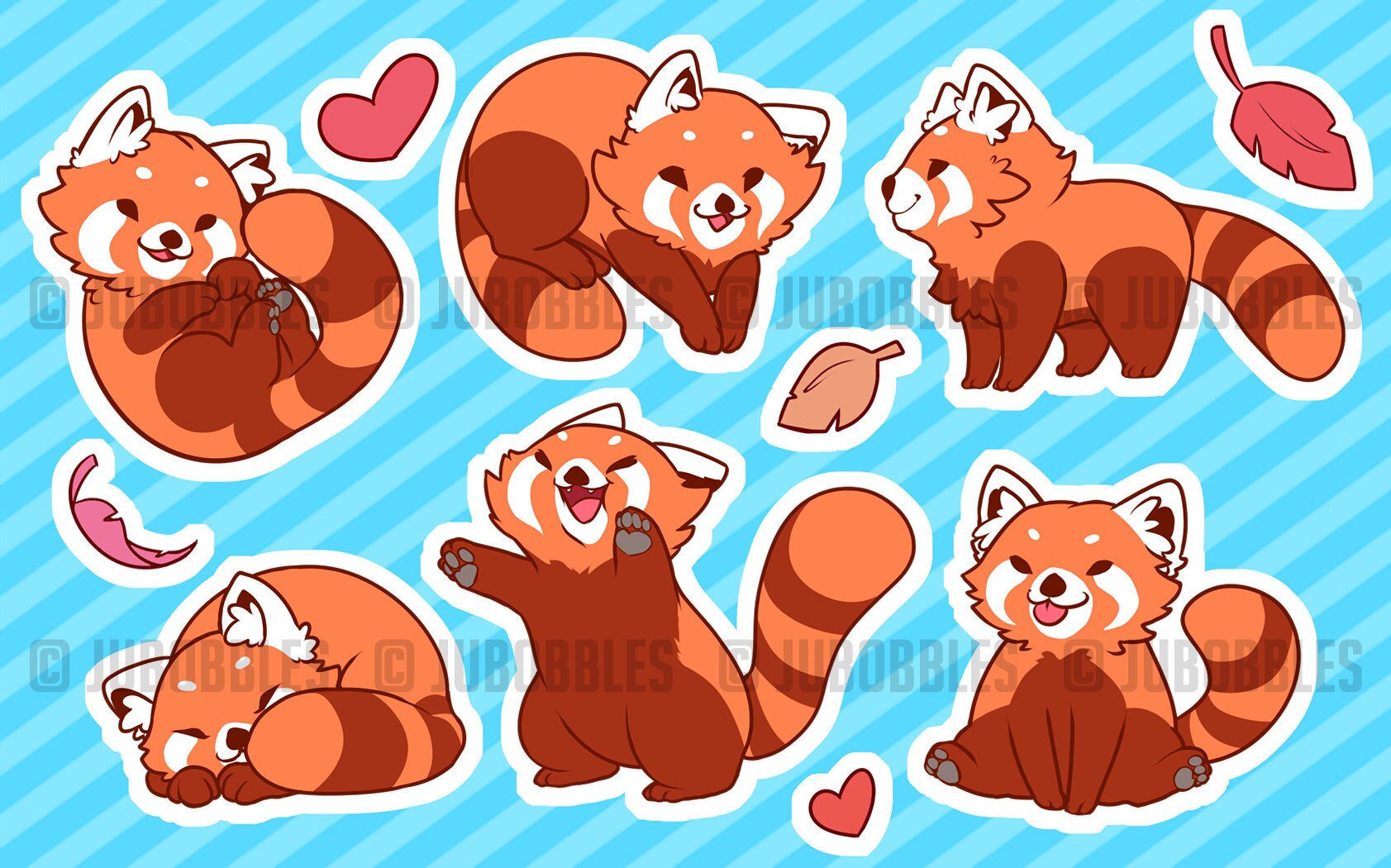 Red Panda Sticker Sheet original Cute Kawaii Autumn Fall | Etsy