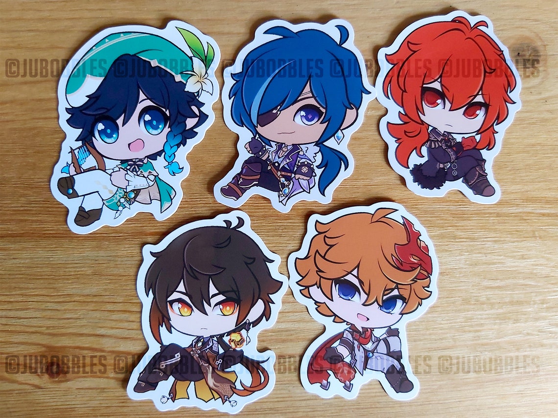 Genshin Impact Vinyl Stickers Zhongli Morax Rex Lapis Kaeya - Etsy