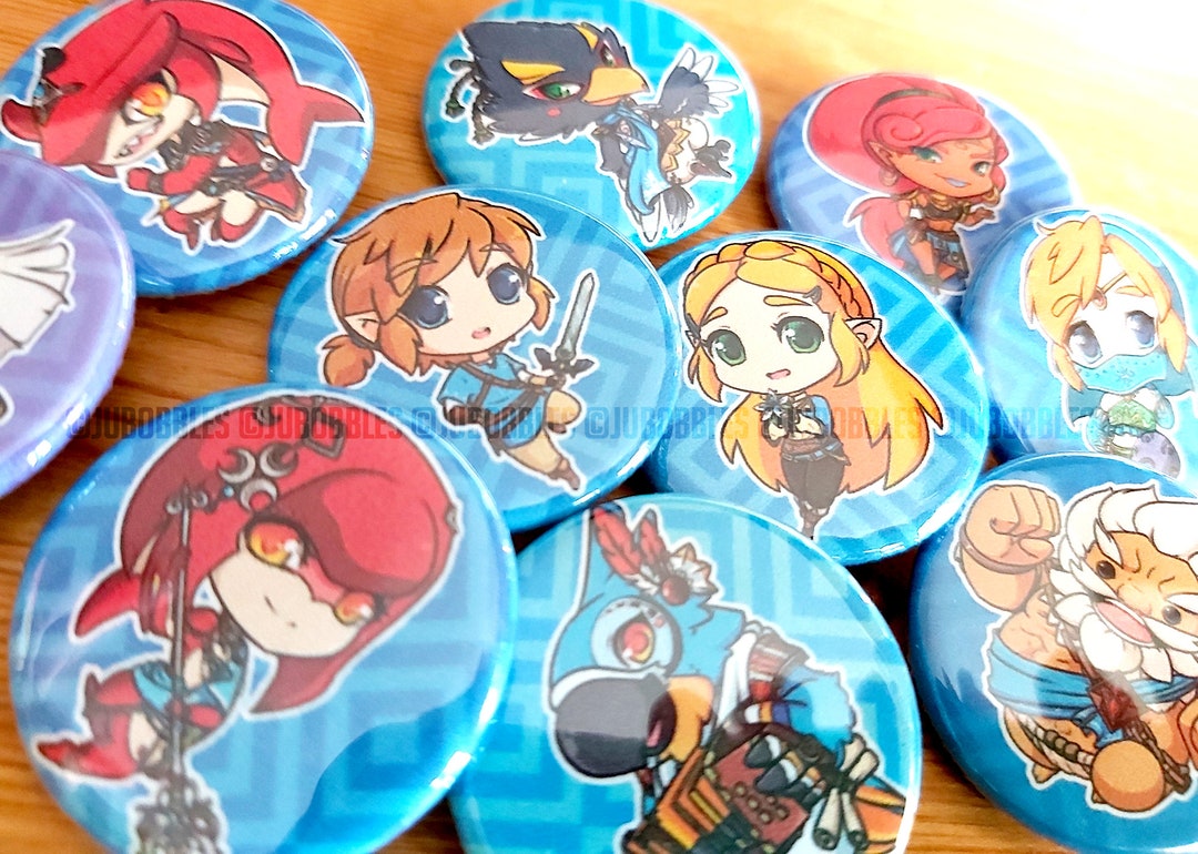 Botw Pinback Buttons | Link Sidon Mipha Urbosa Revali Paya Daruk Kass ...