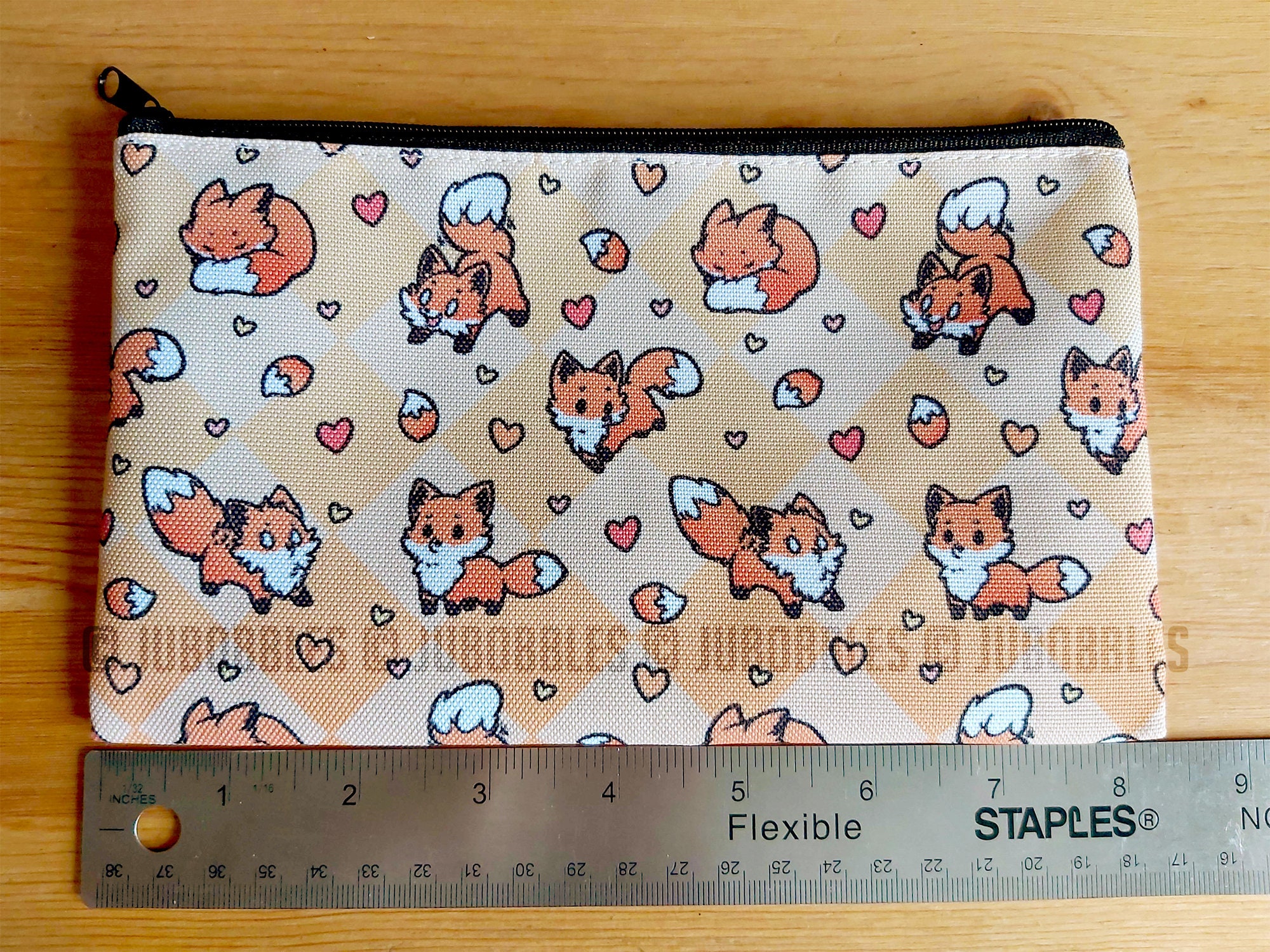 Red Fox Pencil Case Cute Fluffy Fun Gift Zipper Pouch - Etsy