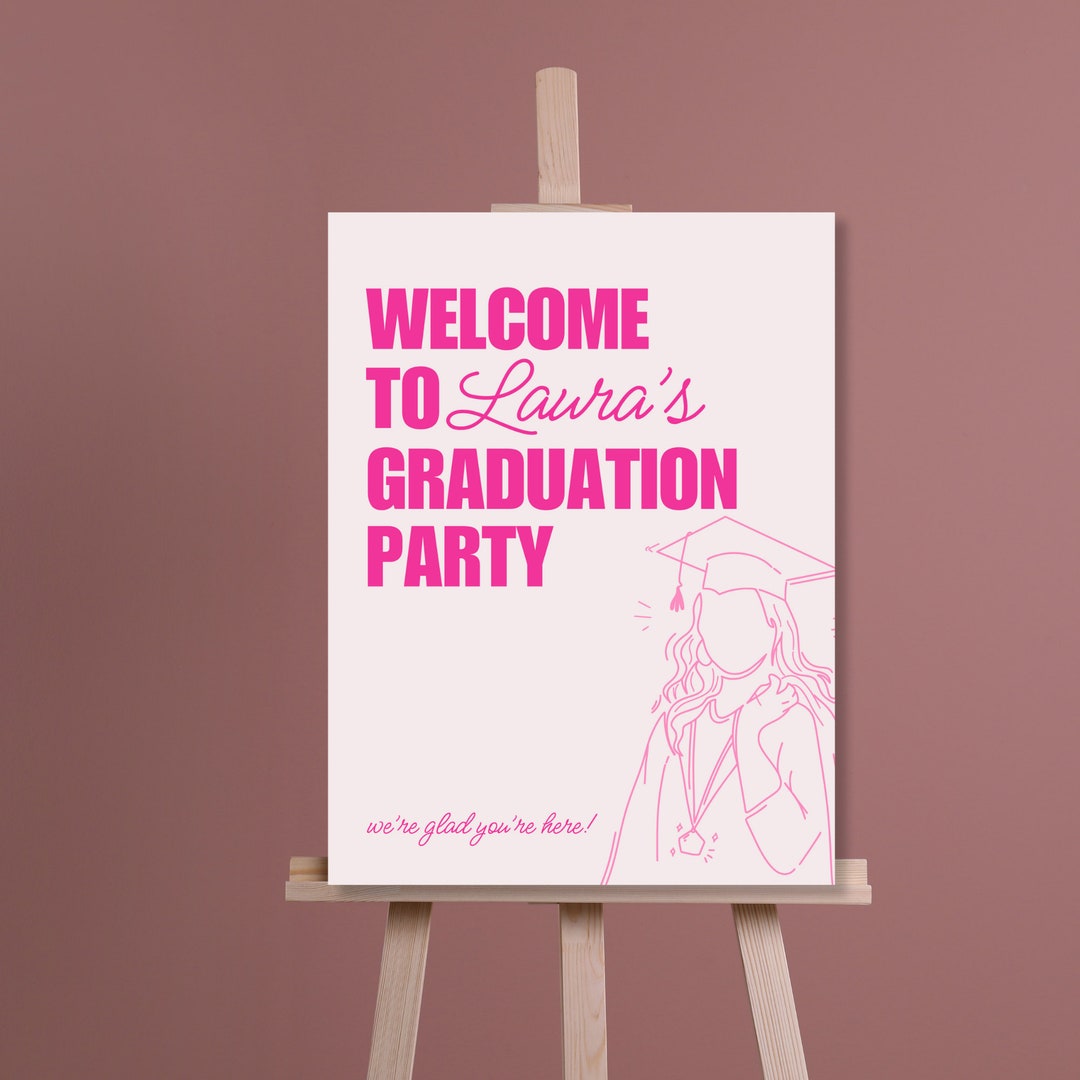 Pink Graduation Welcome Sign: Legally Blonde Party Decor (digital ...