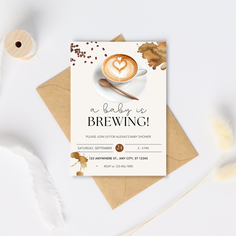 Coffee Baby Shower Invitation: "baby is Brewing" Theme (digital ...