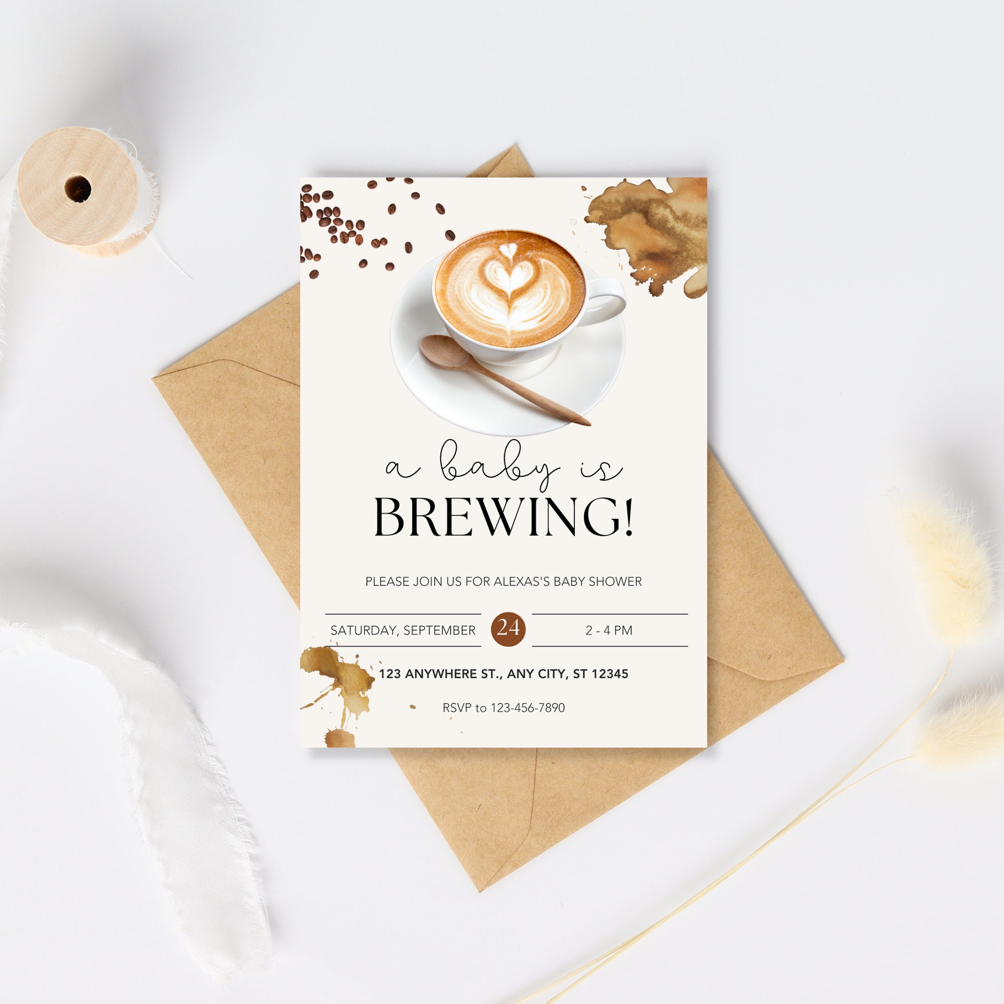 Coffee Baby Shower Invitation: "baby is Brewing" Theme (digital ...